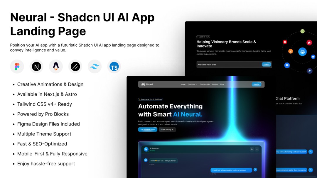 Neural - Shadcn UI AI App Landing Page Template - Coder Legion