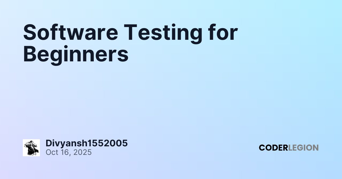 Software Testing for Beginners - Coder Legion