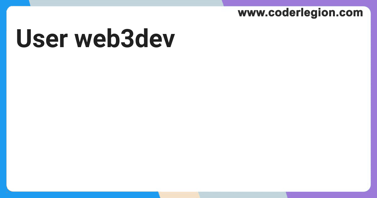 User web3dev - Coder Legion